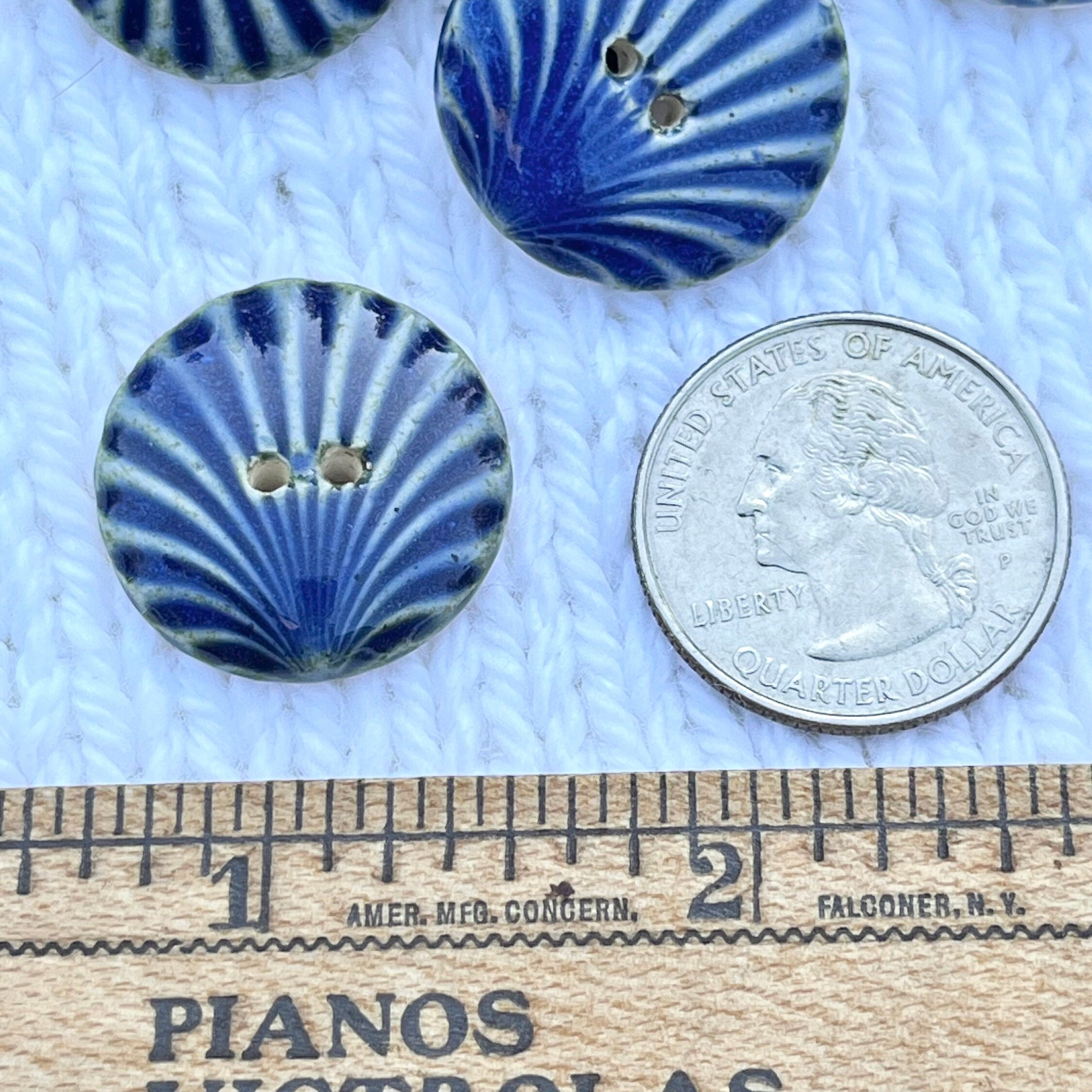 Blue Sea Shell Button 7/8 Handmade Ceramic Seashell Button - Etsy