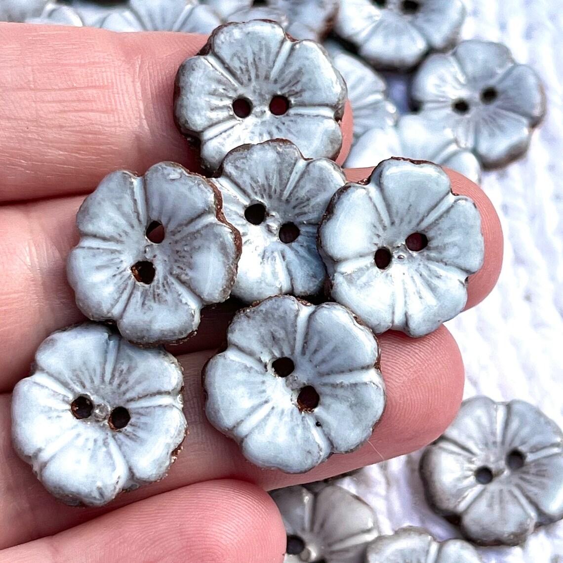 White Flower Button Handmade Ceramic 11/16 - Etsy