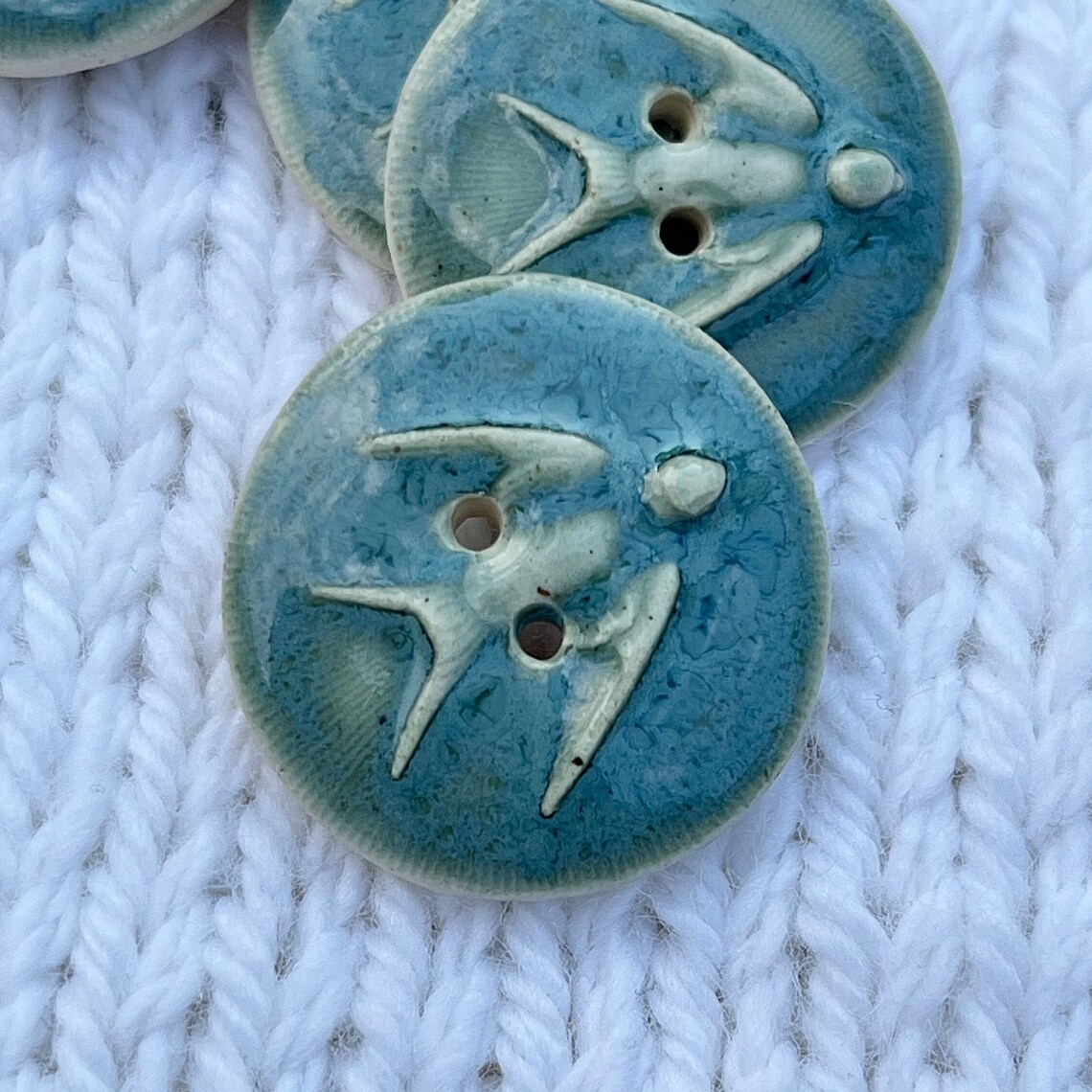 Bird Button 15/16” Handmade Ceramic Button Teal Blue - Etsy
