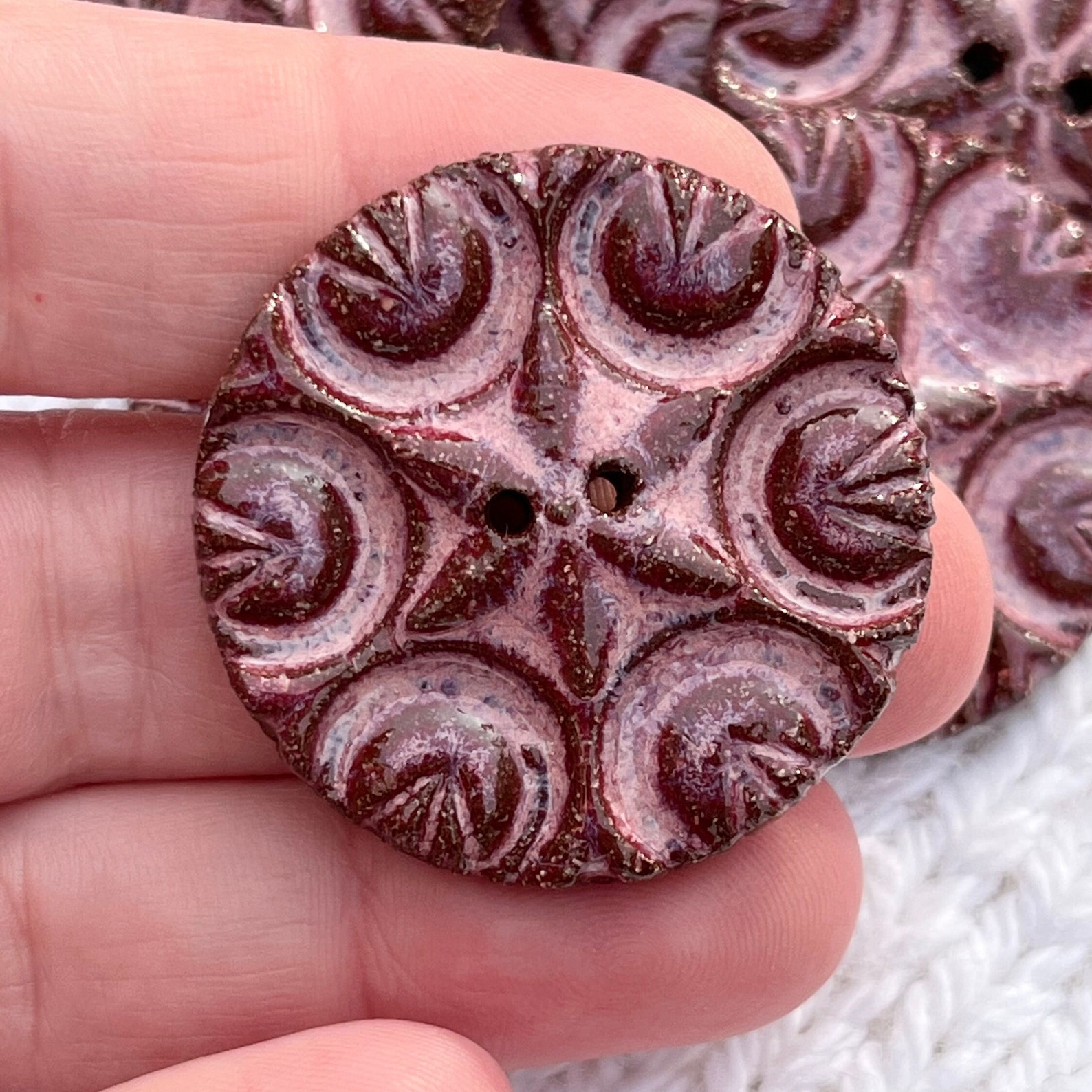 Handmade Ceramic Button 1 3/8” Pink Tulip Star - Etsy