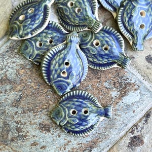 Fish Halibut Flounder Button Handmade Ceramic Button 1” X 3/4” - Etsy