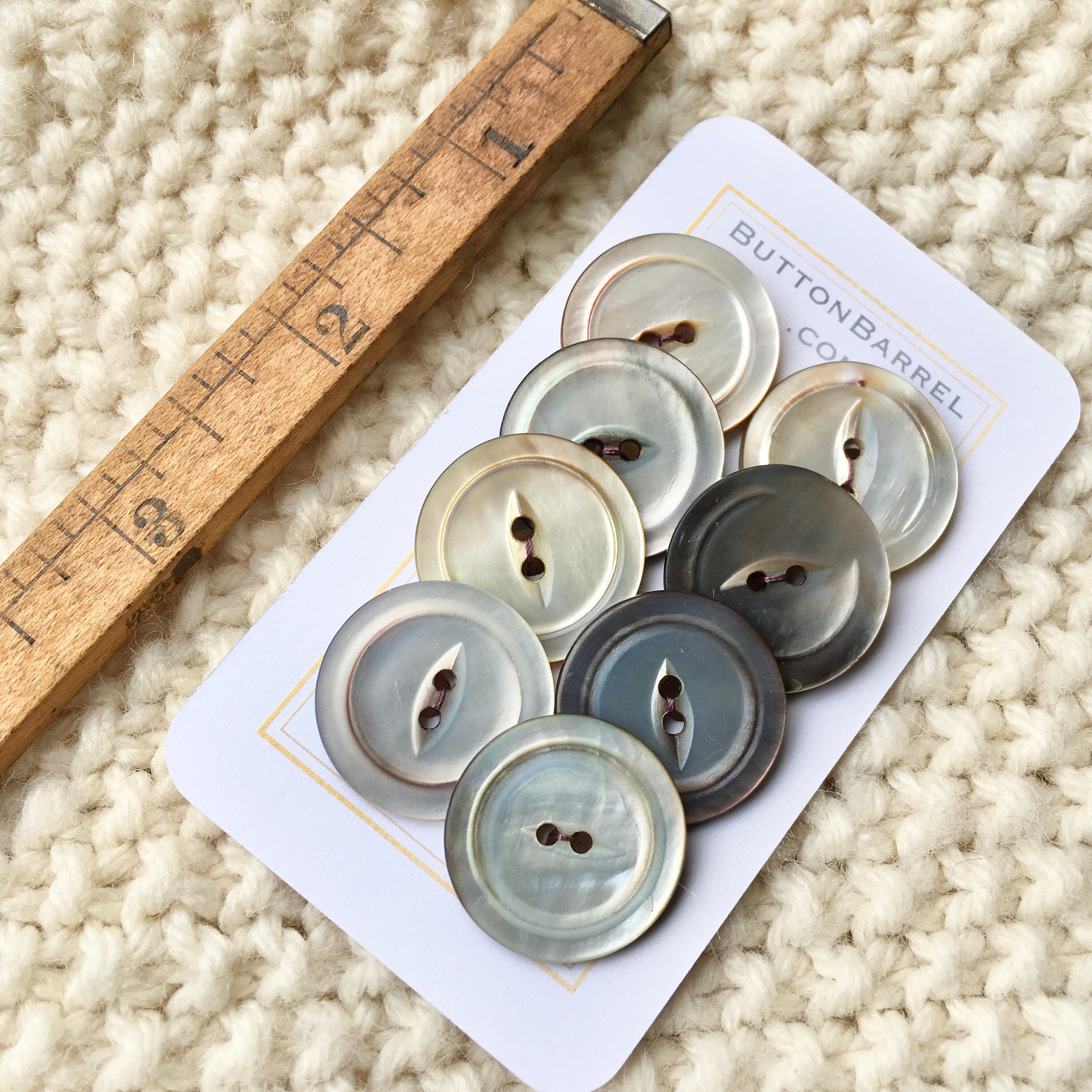 Smoke & Creams MOP Buttons 8 Button Set Mother of Pearl Shell Light ...