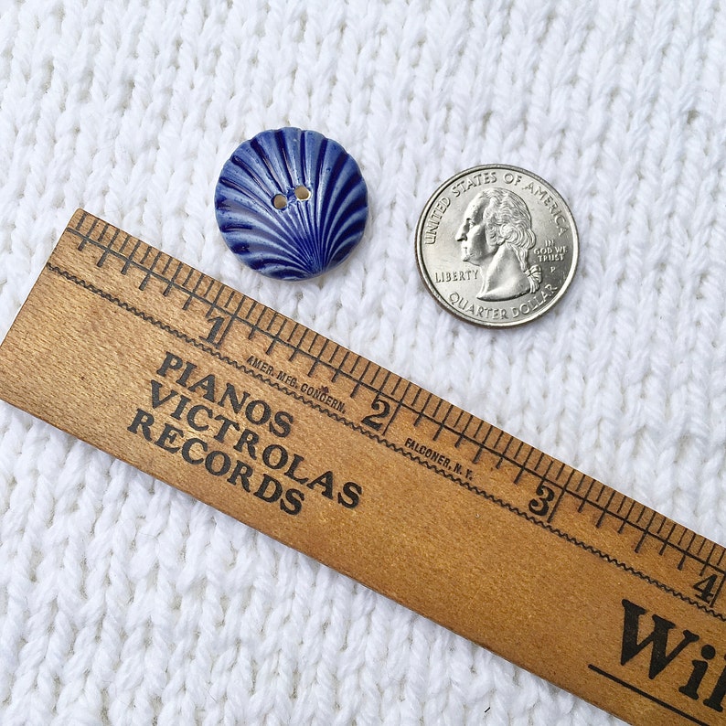Blue Sea Shell Button 7/8 Handmade Ceramic - Etsy