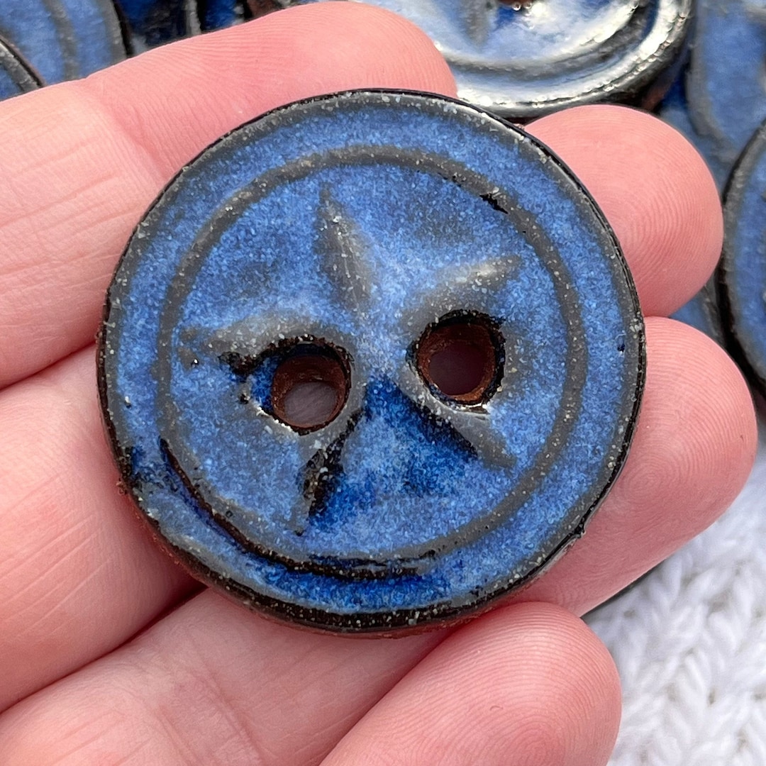 Cobalt Star Button Handmade Ceramic 1 7/16” 36mm - Etsy