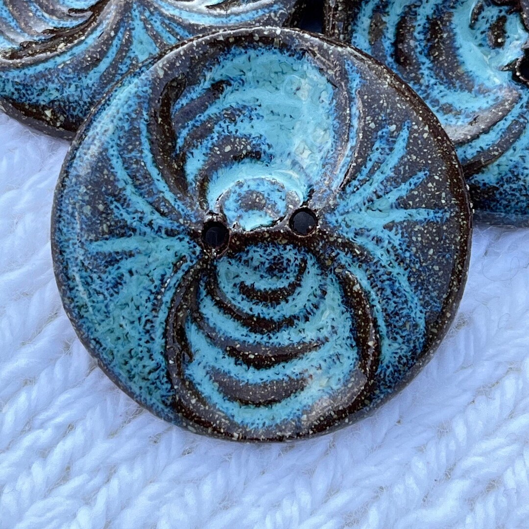 Turquoise Blue Button Handmade Ceramic 1 7/16” Handmade Focal Button - Etsy