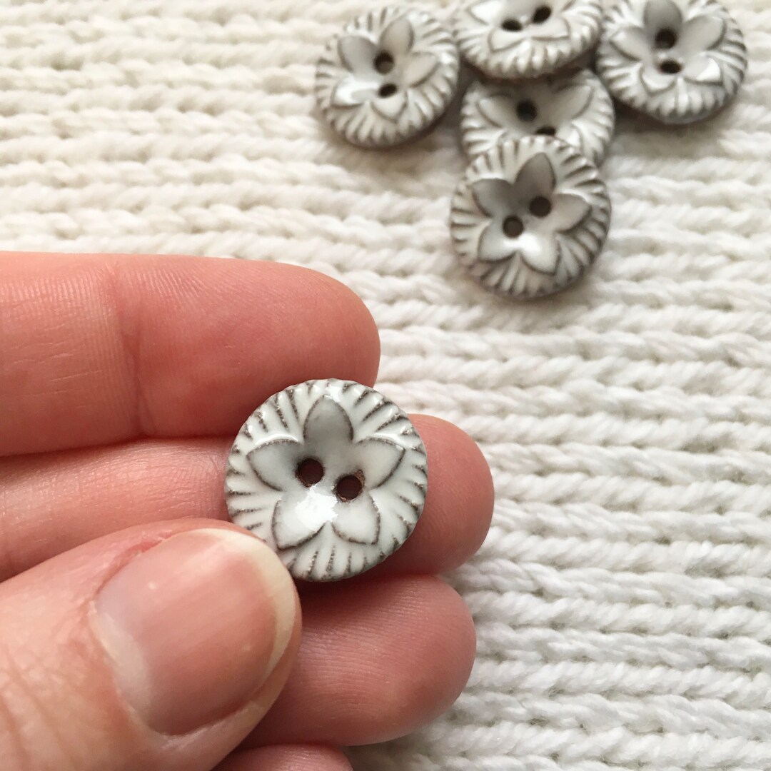 White Star Button Handmade Ceramic 11/16” - Etsy