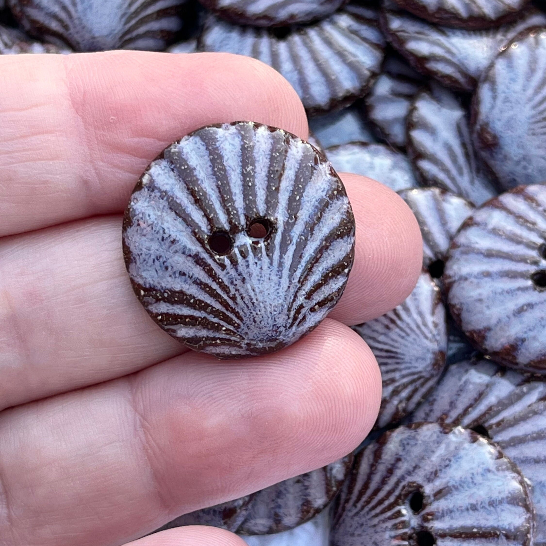 Purple Seashell Button Handmade Ceramic 15/16” - Etsy