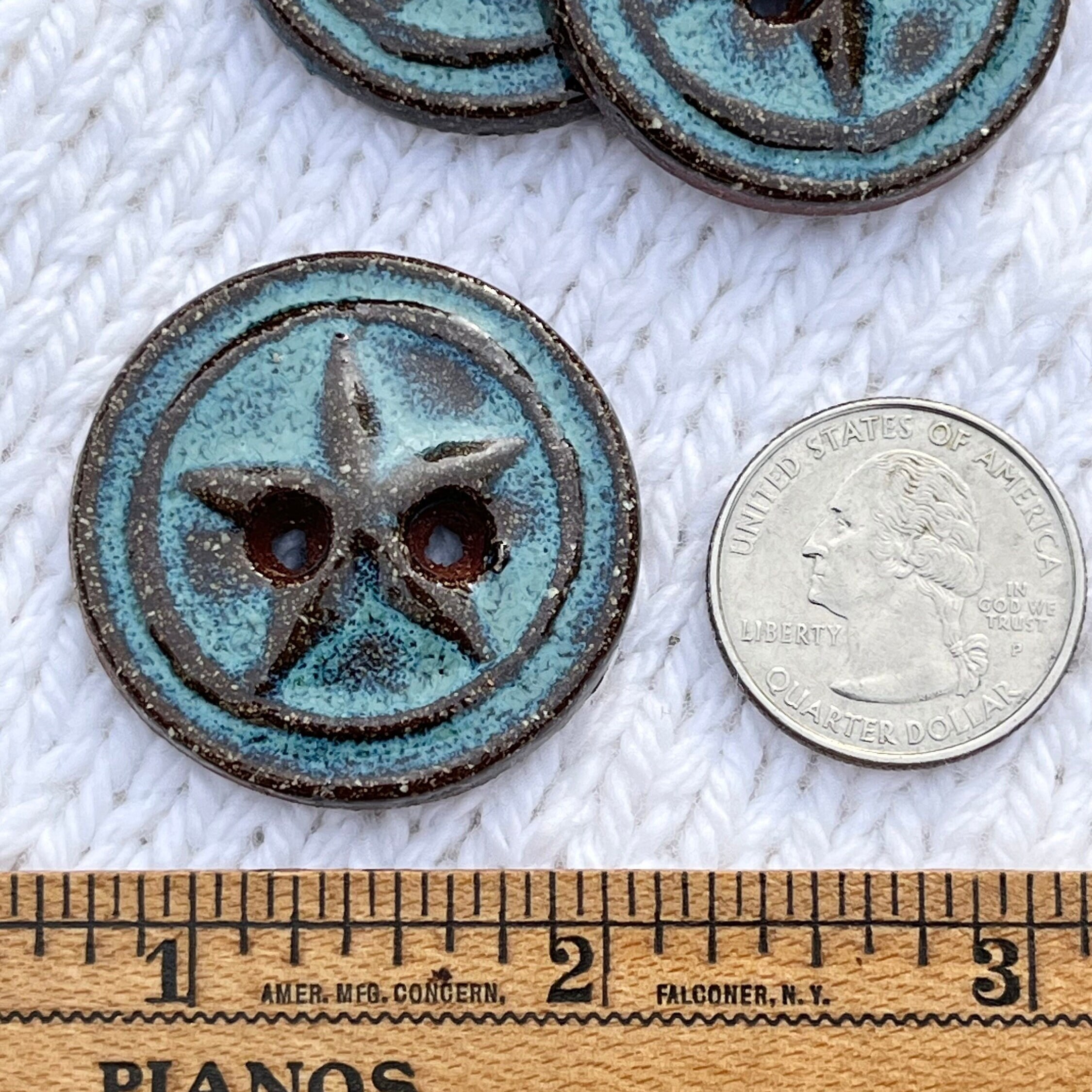 Turquoise Blue Star Button Handmade Ceramic 1 7/16” 36mm - Etsy