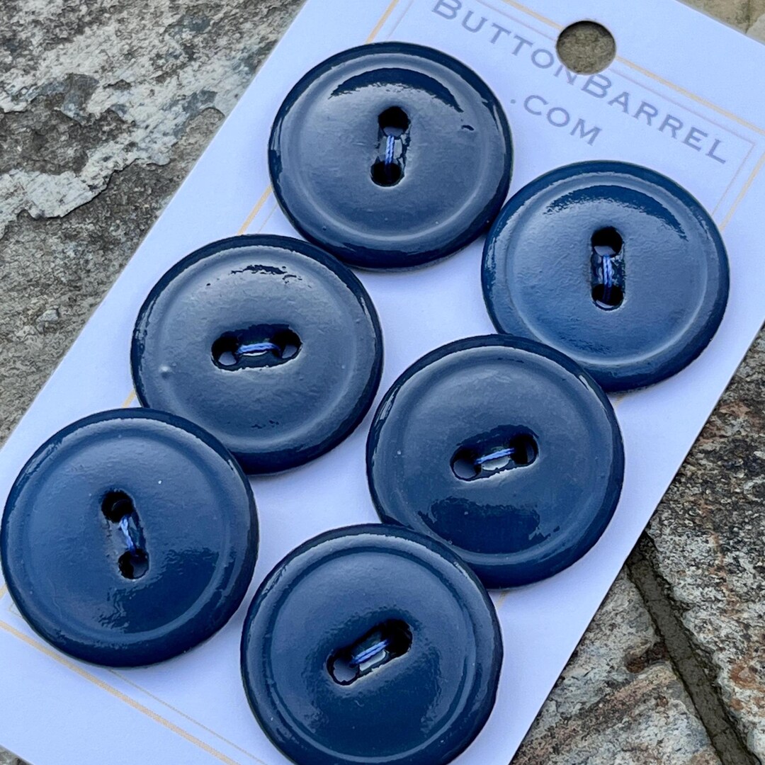 Vintage Glossy Paper Mache Buttons Blue Antique 6 Button Set 7/8” 22mm ...