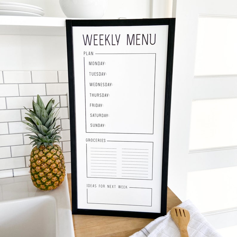 Weekly Menu Whiteboard / Menu White Board/ White and Black | Etsy
