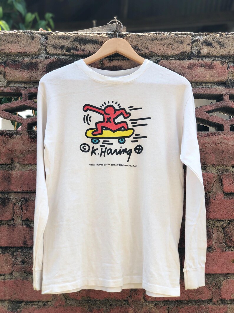 Vintage Keith Haring Long Sleeve Tshirt New York City Skateboards Art ...