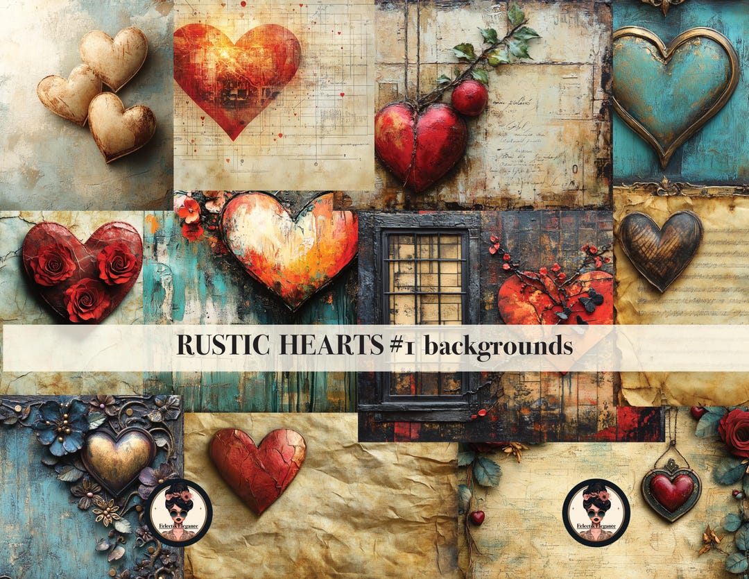 Rustic Vintage Hearts: 23 Shabby Chic Romantic Backgrounds for Art ...