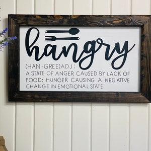 Hangry Definition Rustic Sign - Etsy