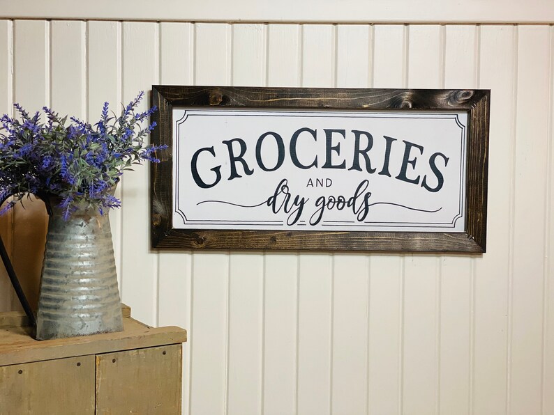 Groceries and Dry Goods Sign Grocery Wood Sign Kitchen - Etsy