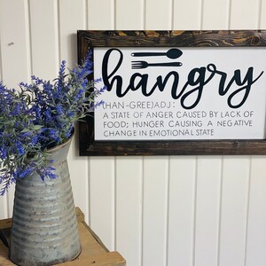 Hangry Definition Rustic Sign - Etsy