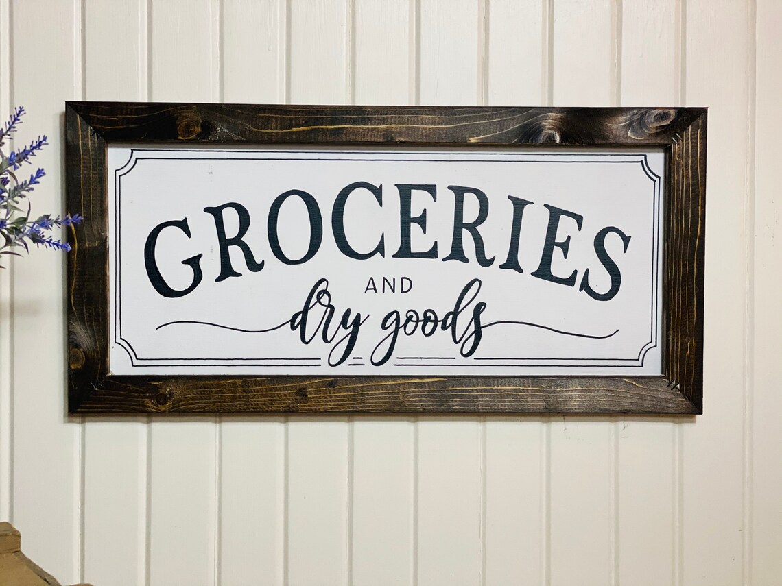 Groceries and Dry Goods Sign Grocery Wood Sign Kitchen | Etsy