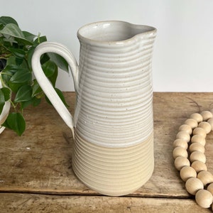 Handmade Pottery Pitcher Flower Vase Summer Entertaining Pitcher ...