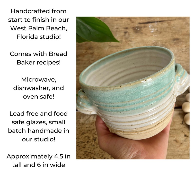 Handmade Pottery Bread Baker White Ceramic Bread Crock Pottery Handmade ...