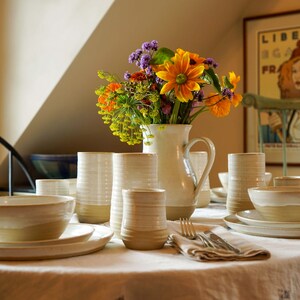 Custom White Farmhouse Dinnerware Set Handmade Plateware Monochromatic ...