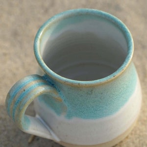 Handmade Boho Pottery Coastal Mug 14 Oz Turquoise Stoneware Mug ...
