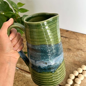 Handmade Pottery Pitcher Flower Vase Summer Entertaining Pitcher ...