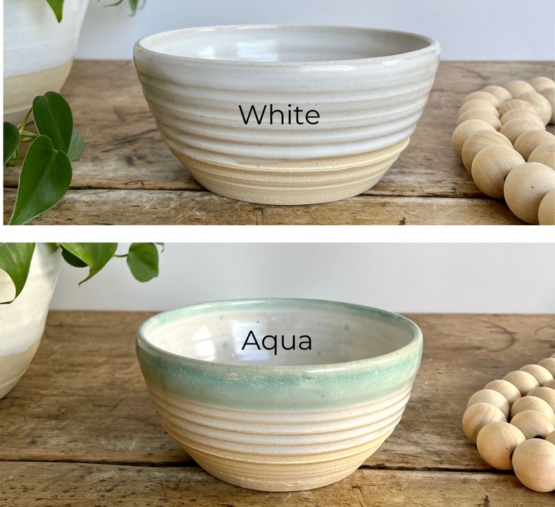 Handmade Aqua Pottery Bowl Turquoise Pottery Soup Bowl Set Coastal Bowl ...