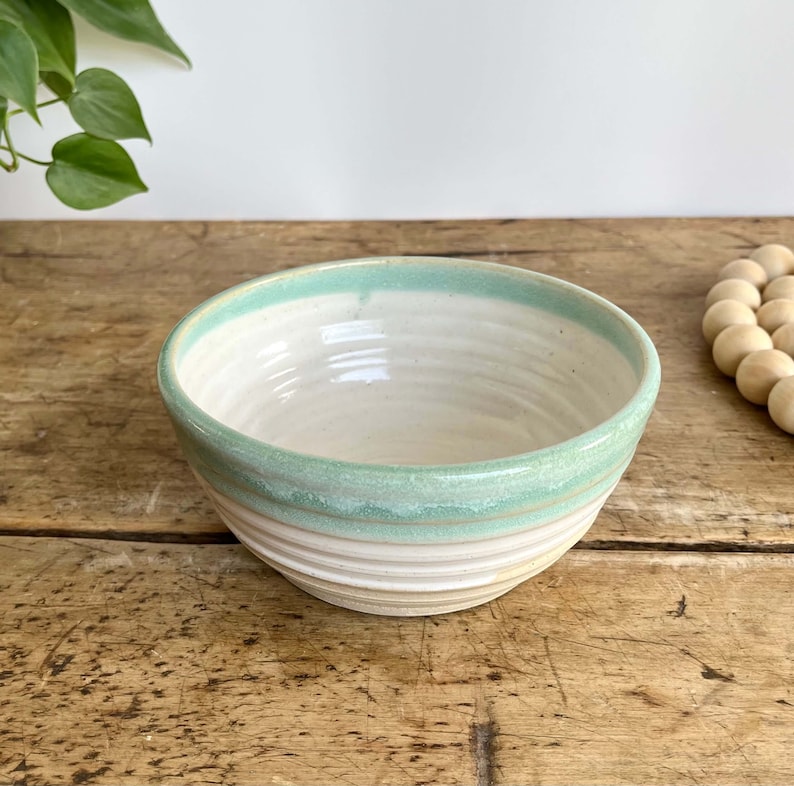 Handmade Aqua Pottery Bowl Turquoise Pottery Soup Bowl Set Coastal Bowl ...
