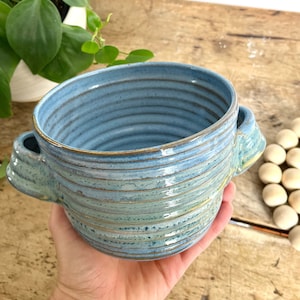 Handmade Pottery Bread Baker Blue Pottery Bread Crock Pottery Handmade ...