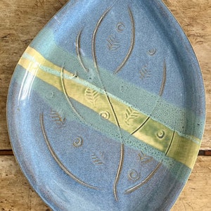 Handmade Pottery Appetizer Platter Hors D'oeuvres Ceramic Blue Platter ...