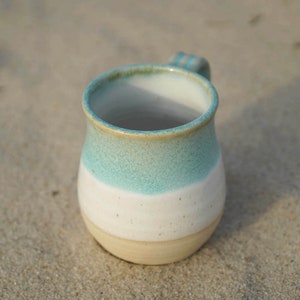 Handmade Boho Pottery Coastal Mug 14 Oz Turquoise Stoneware Mug ...