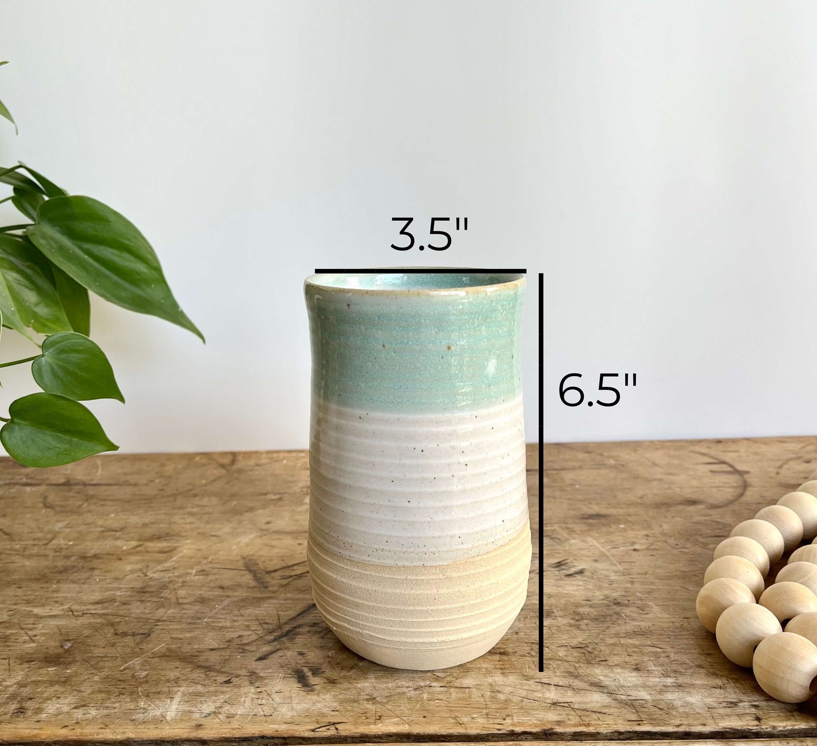 24 Oz Ceramic Tumbler Aqua Handmade Pottery Tumbler White Ceramic Vase ...