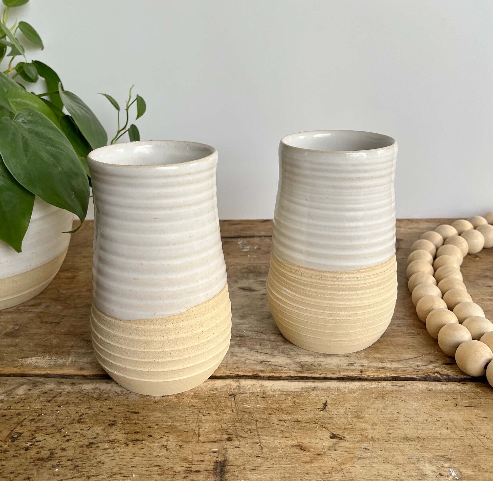 24 Oz Ceramic Tumbler Aqua Handmade Pottery Tumbler White Ceramic Vase ...