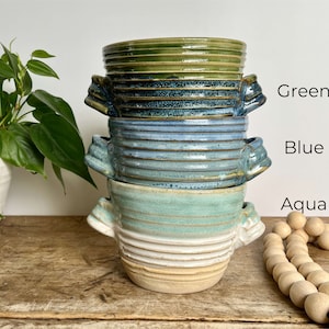 Handmade Pottery Bread Baker White Ceramic Bread Crock Pottery Handmade ...