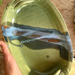 Party Platter Green Tray Serving Bowl Green Pottery Entryway Catchall ...