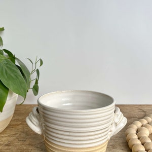 Handmade Pottery Bread Baker White Ceramic Bread Crock Pottery Handmade ...