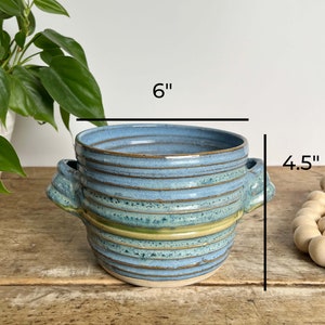 Handmade Pottery Bread Baker Blue Pottery Bread Crock Pottery Handmade ...