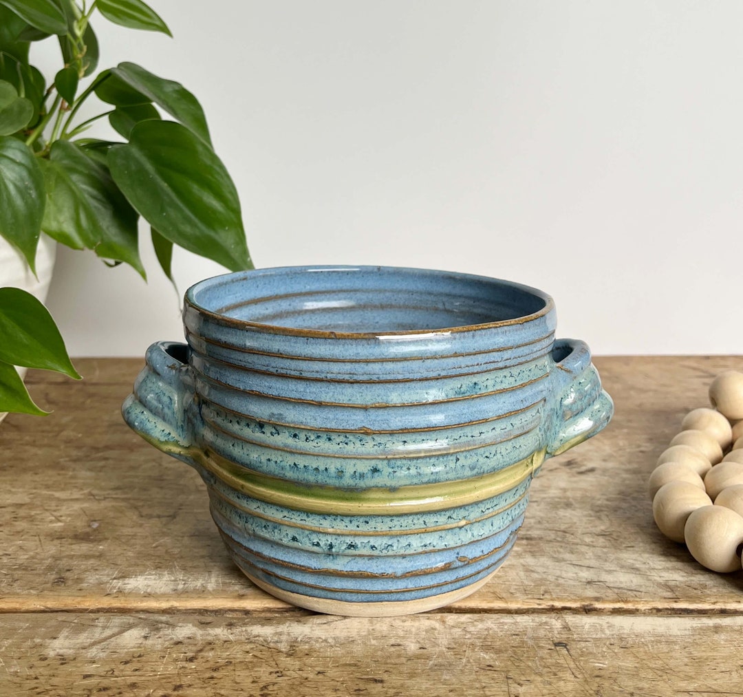 Handmade Pottery Bread Baker Blue Pottery Bread Crock Pottery - Etsy