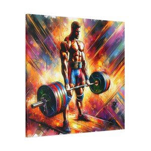 Canvas Print, Powerlifter Deadlift Gym Art, Fitness Wall Decor, Workout ...