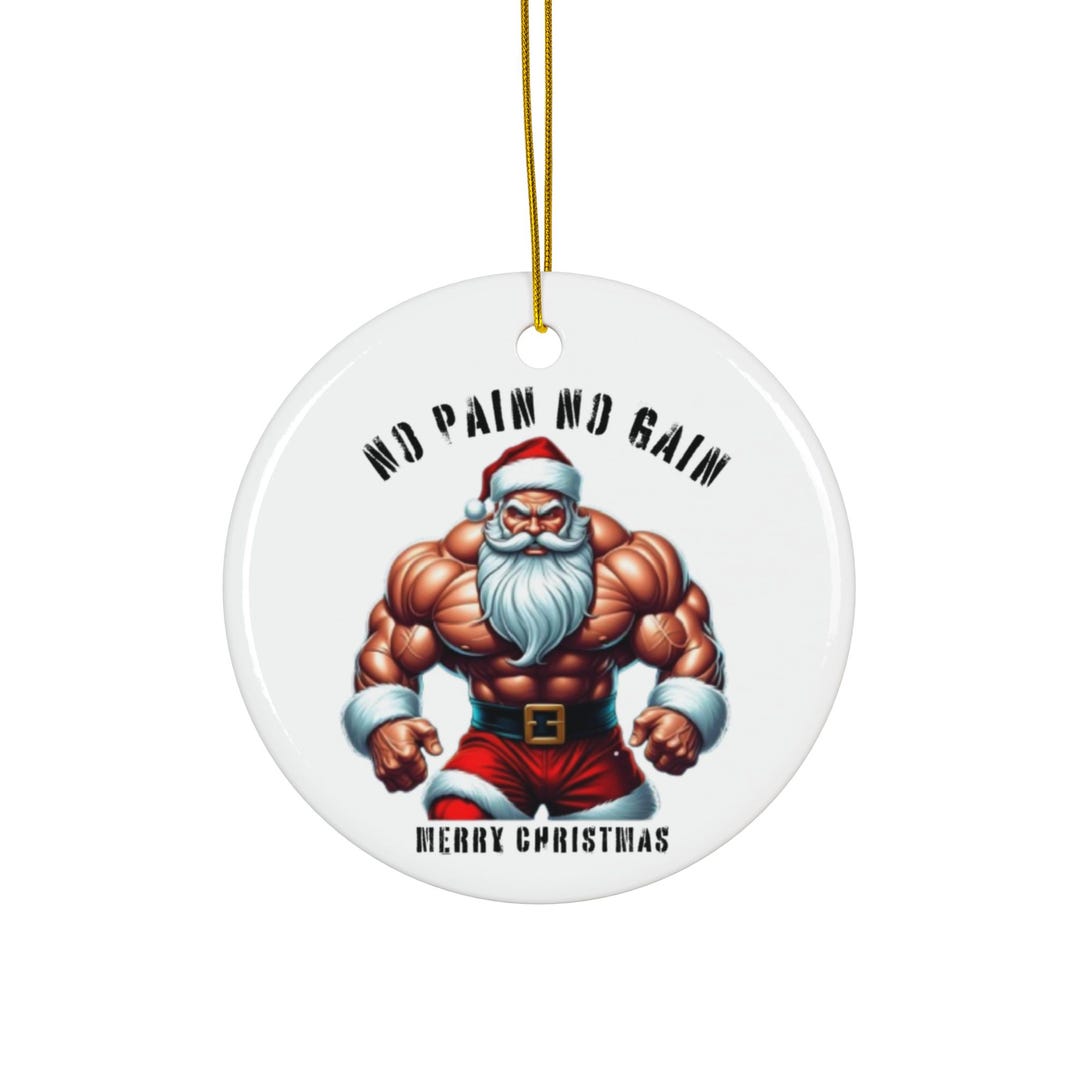 Muscle Santa Claus Ceramic Christmas Ornament Gym Xmas Tree Decoration ...