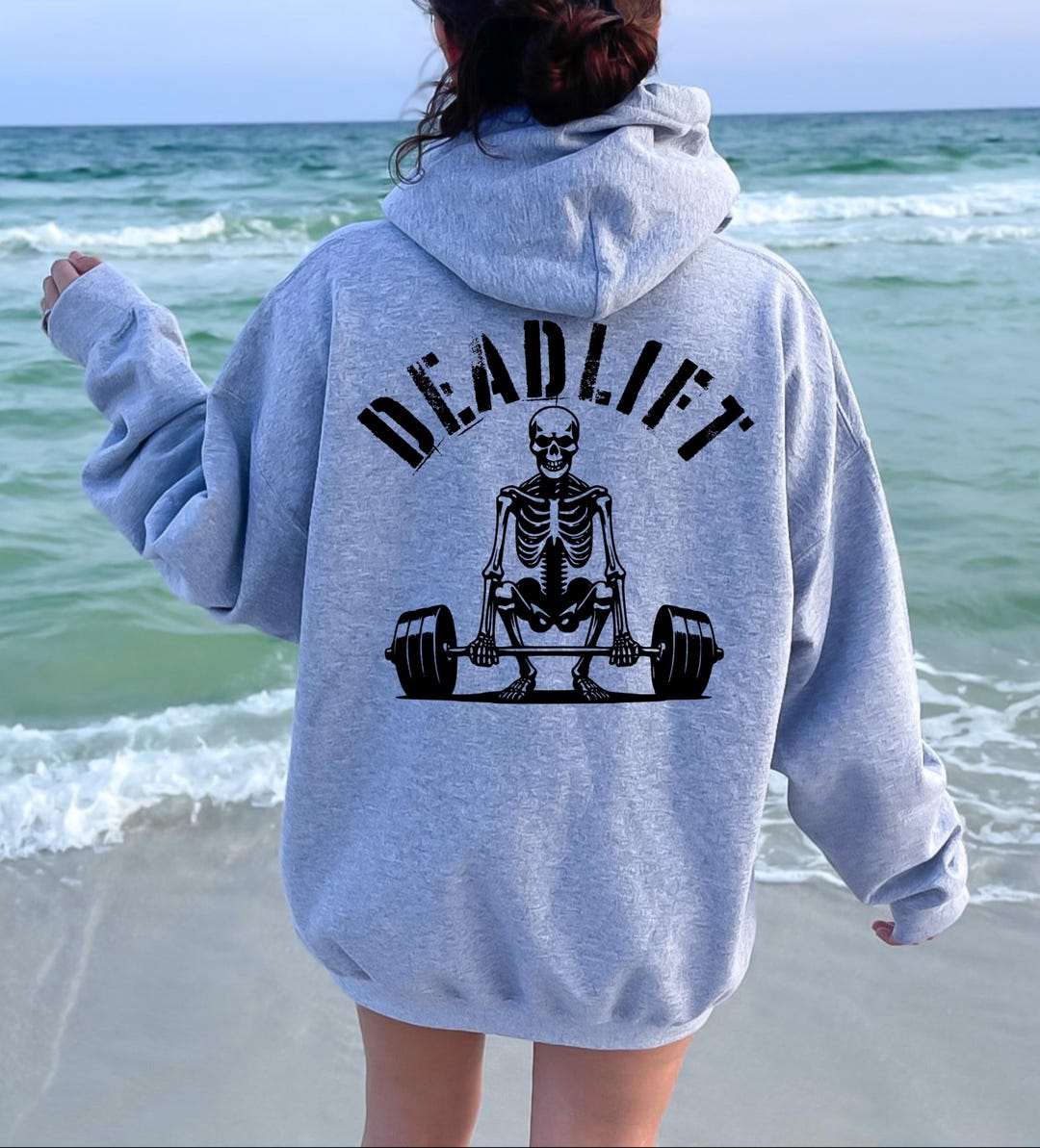 Skeleton Hoodie Workout Sweatshirt, Weightlifting Hooded Jumper, Gym ...