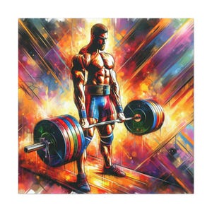 Canvas Print, Powerlifter Deadlift Gym Art, Fitness Wall Decor, Workout ...