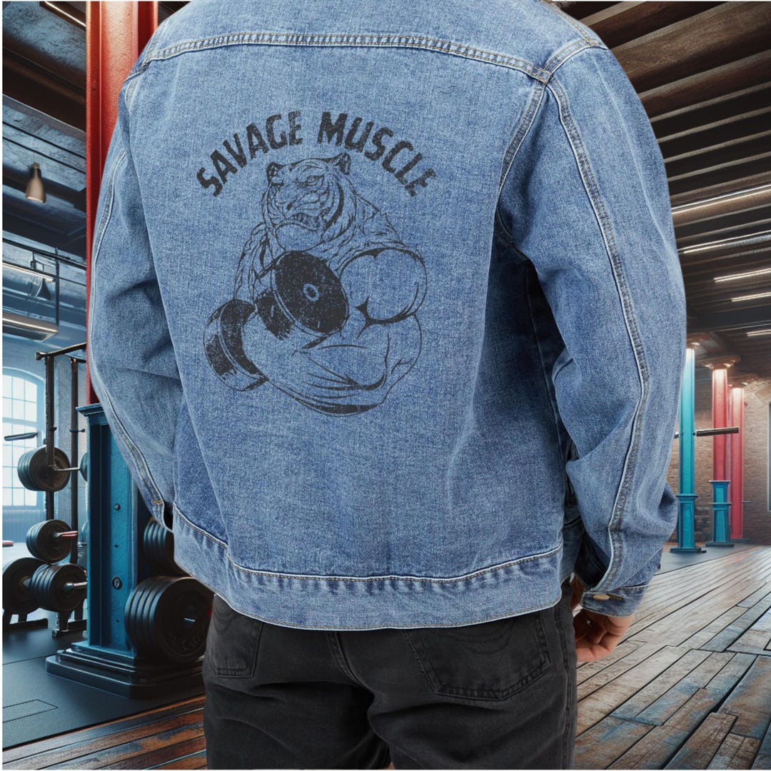 Tiger Muscle Jacket - Animal Print Denim Jacket, Wildlife Outerwear ...