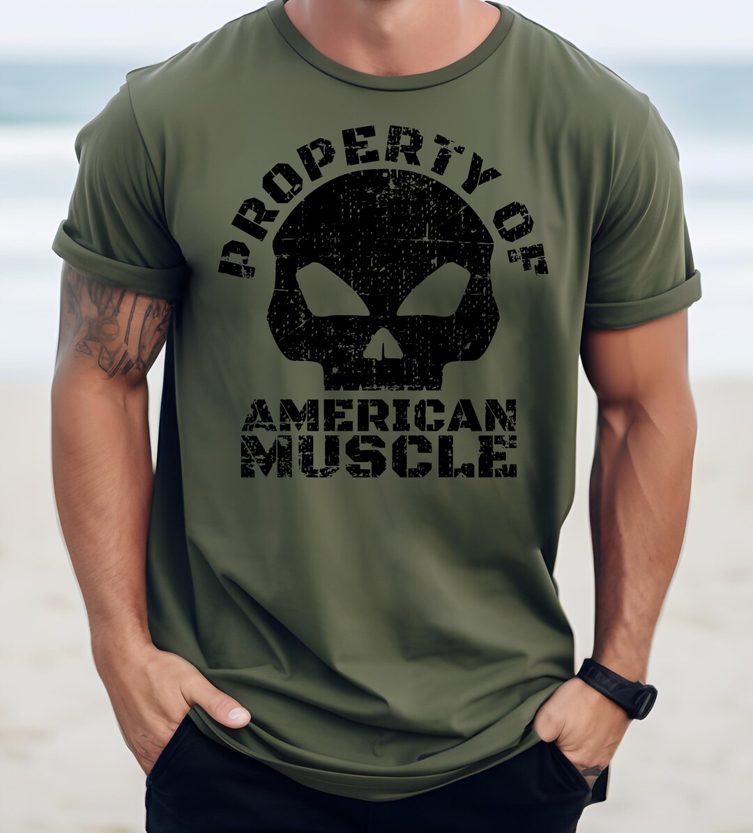 American Muscle Skull Gym T-shirt, Workout Tee, Fitness Apparel, Gym ...