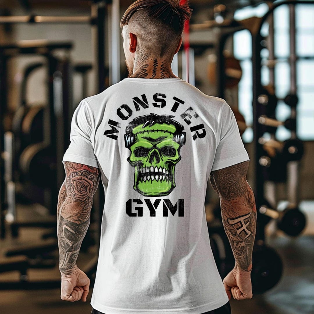 Monster Gym Bodybuilding T-shirt, Men's Fitness Tee, Workout Top ...