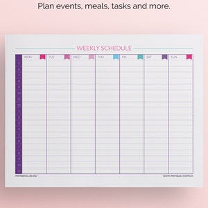 Weekly Schedule Time Management Weekly Plan Weekly Organizer Weekly To ...