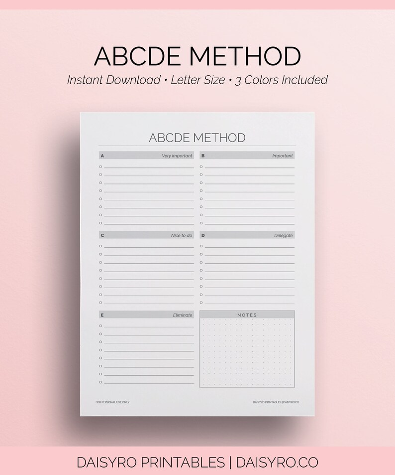 The ABCDE Method | Productivity | Task List | T0-do List | Cute ...