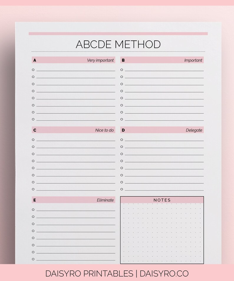 The ABCDE Method | Productivity | Task List | T0-do List | Cute ...