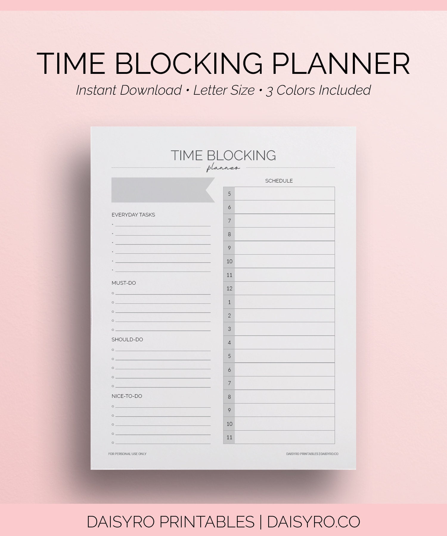 Time Blocking Planner | Productivity | Task List | To-do List | Cute ...