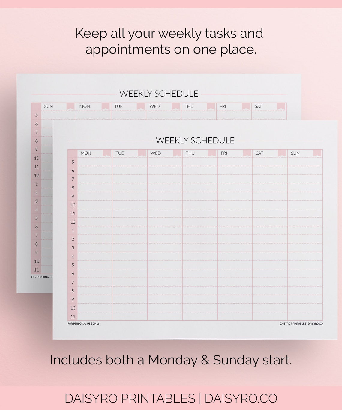 Weekly Schedule Time Management Weekly Plan Weekly Organizer Weekly To ...