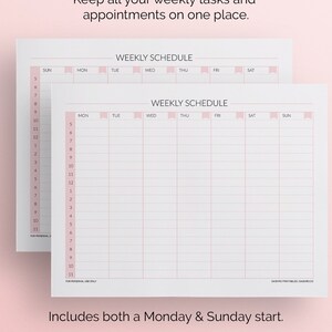 Weekly Schedule Time Management Weekly Plan Weekly Organizer Weekly To ...
